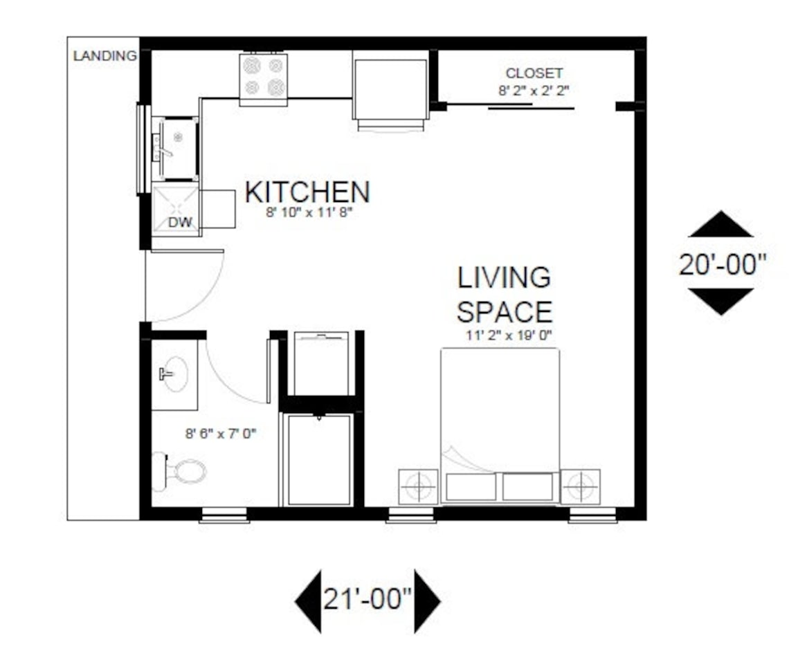 420 Square Foot | Studio House Construction Plans for Sale | PDF & CAD ...