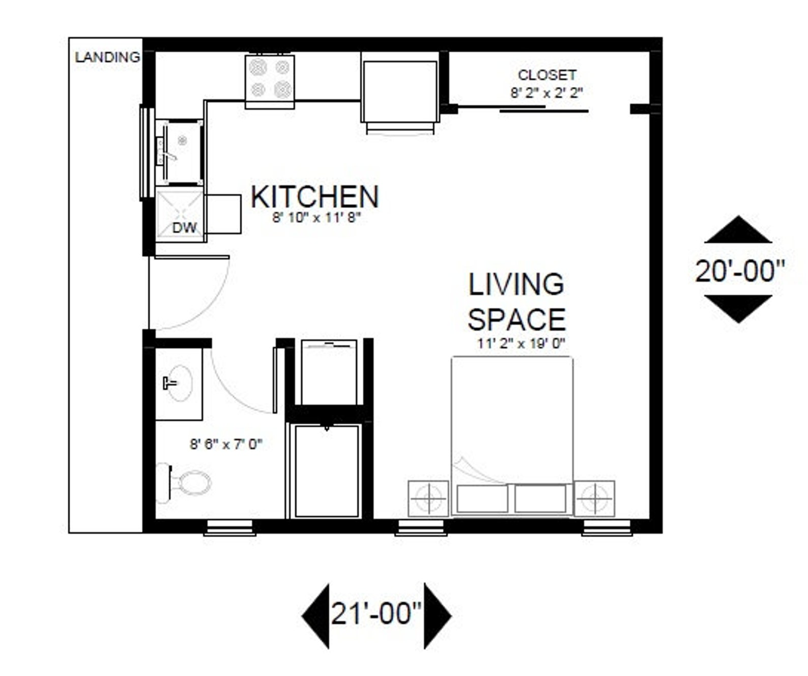 420 Square Foot | Studio House Construction Plans for Sale | PDF & CAD ...
