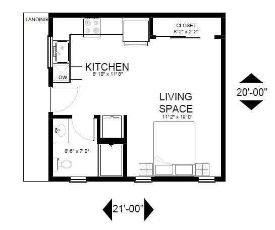 420 Square Foot | Studio House Construction Plans for Sale | PDF & CAD ...