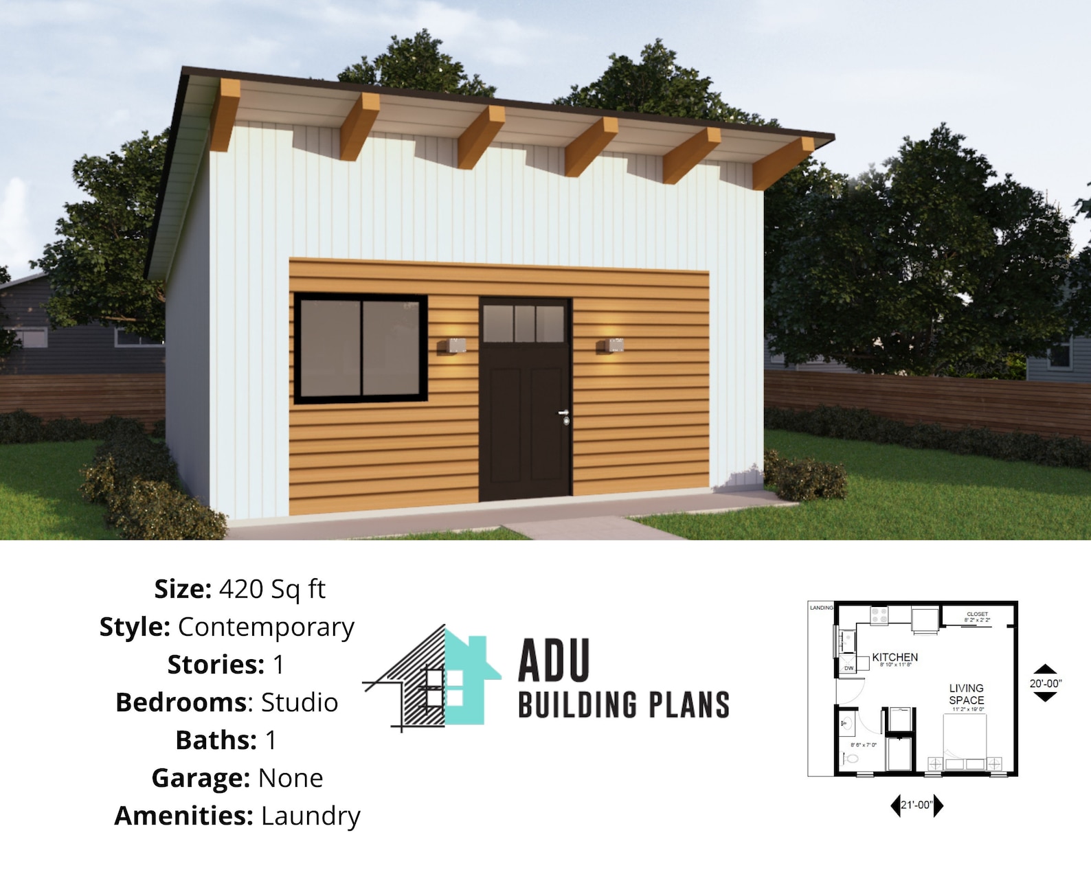 420 Square Foot | Studio House Construction Plans for Sale | PDF & CAD ...