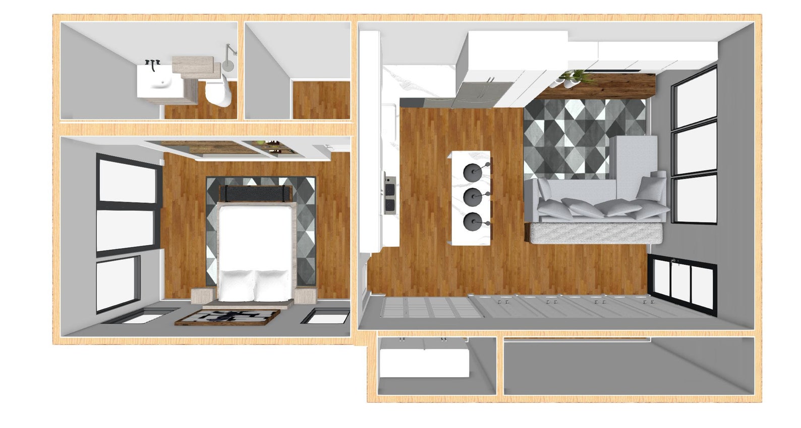 654 Square Foot | 1 Bed 1 Bath House Design Plans for Sale | PDF & DWG ...