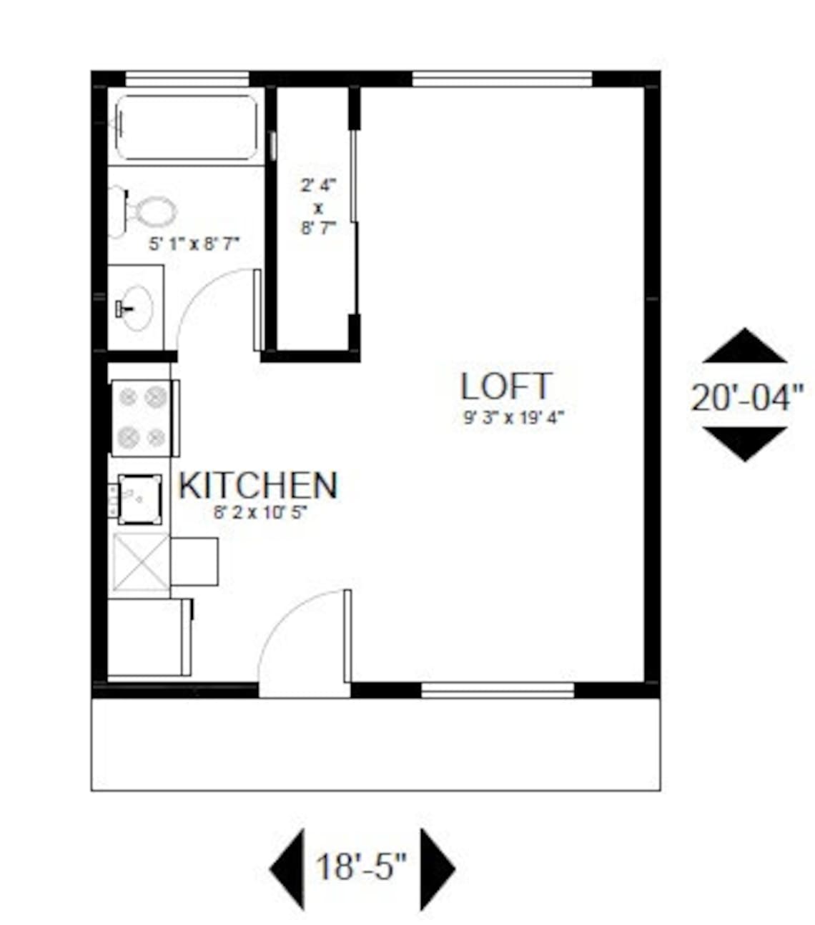 375 Square Foot | Studio House Construction Plans for Sale | PDF & CAD ...