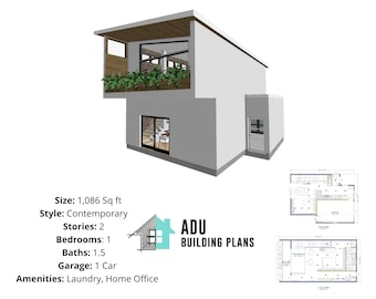 654 Square Foot 1 Bed 1 Bath House Design Plans for Sale | Etsy