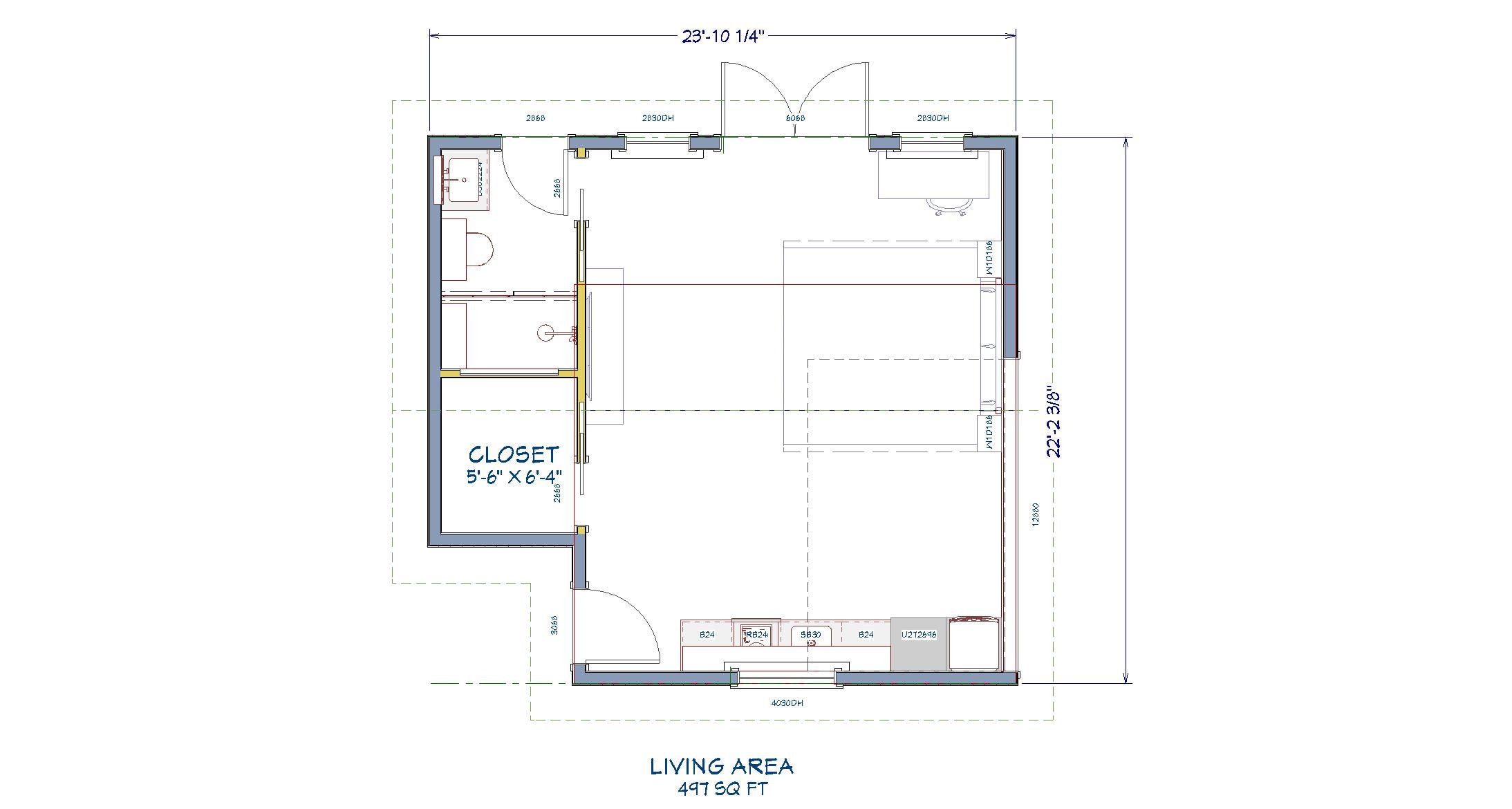 497 Square Foot | Studio House Design Plans for Sale | PDF & DWG Files ...