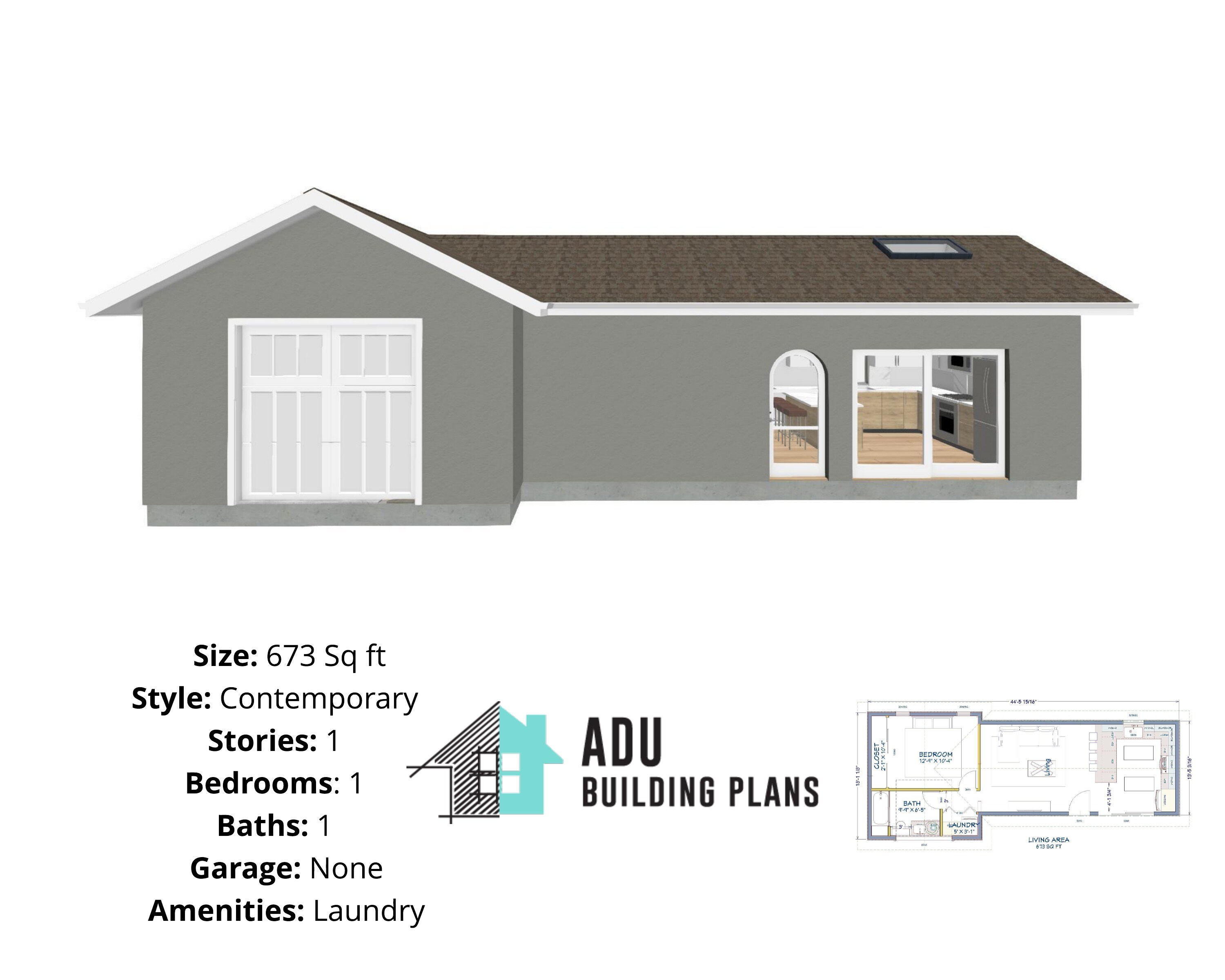 673 Square Foot | 1 Bed 1 Bath House Design Plans for Sale | PDF & DWG ...