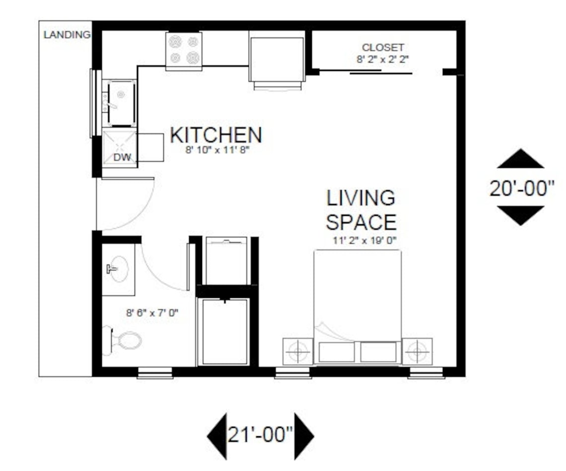 420 Square Foot | Studio House Construction Plans for Sale | PDF & CAD ...