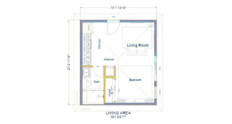 367 Square Foot | Studio House Design Plans for Sale | PDF & DWG Files ...