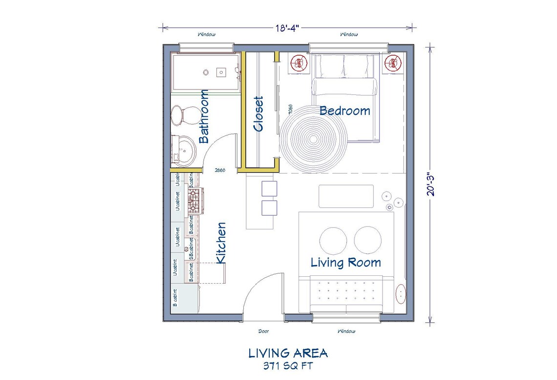 371 Square Foot | Studio House Design Plans for Sale | PDF & DWG Files ...
