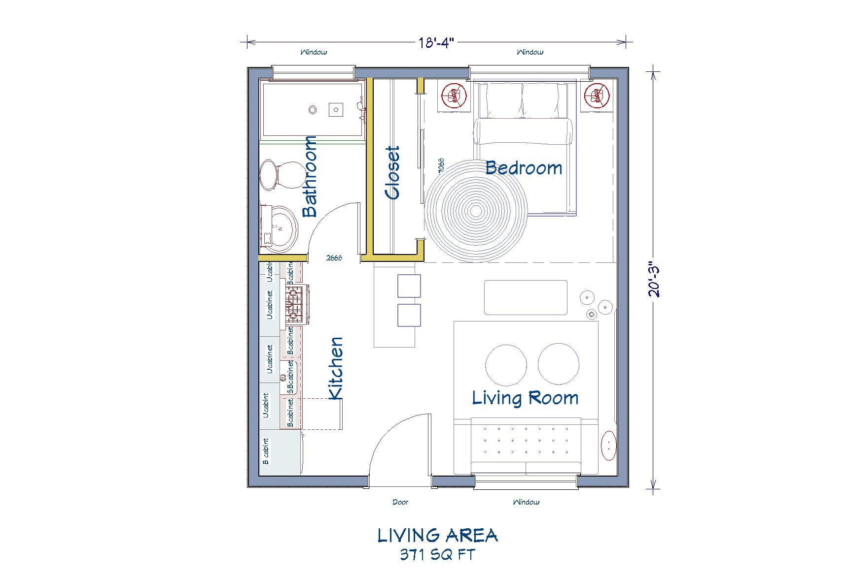371 Square Foot | Studio House Design Plans for Sale | PDF & DWG Files ...