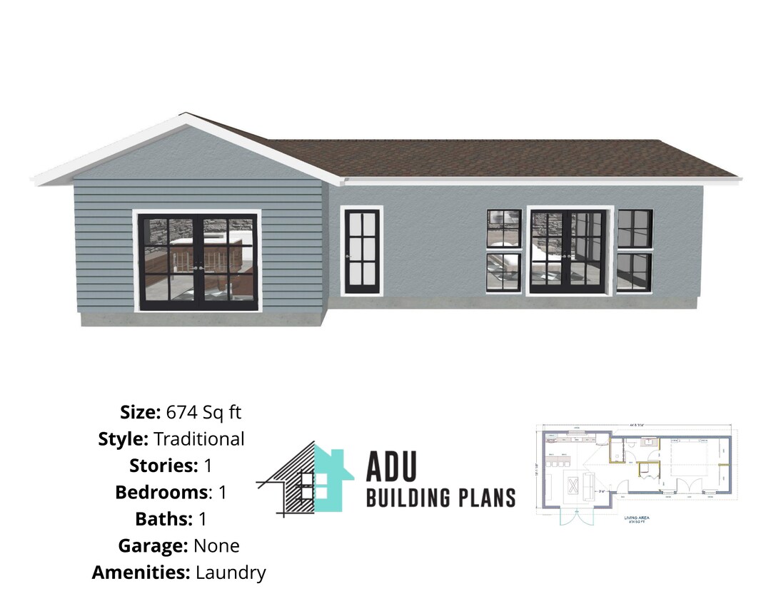 674 Square Foot | Studio House Design Plans for Sale | PDF & DWG Files ...