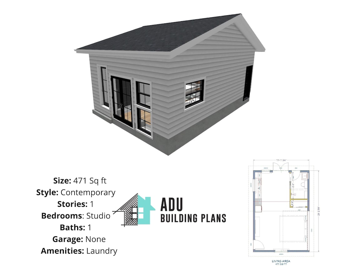 471 Square Foot | Studio House Design Plans for Sale | PDF & DWG Files ...