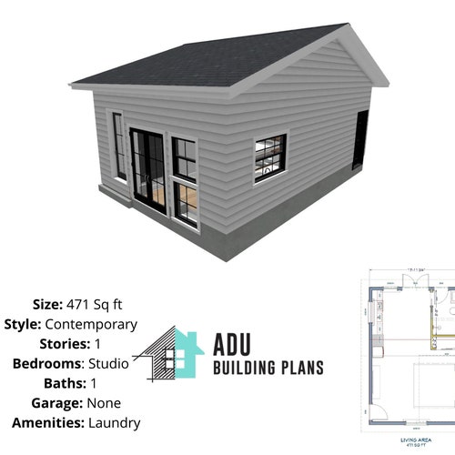 375 Square Foot Studio House Construction Plans for Sale - Etsy