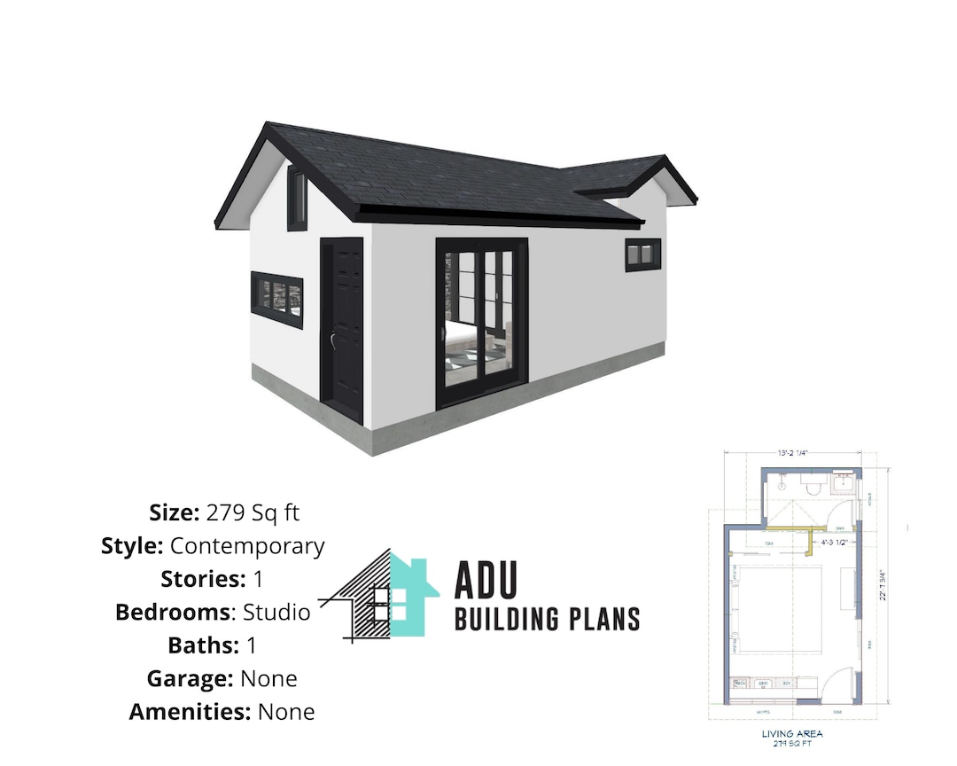 279 Square Foot | Studio House Design Plans for Sale | PDF & DWG Files ...