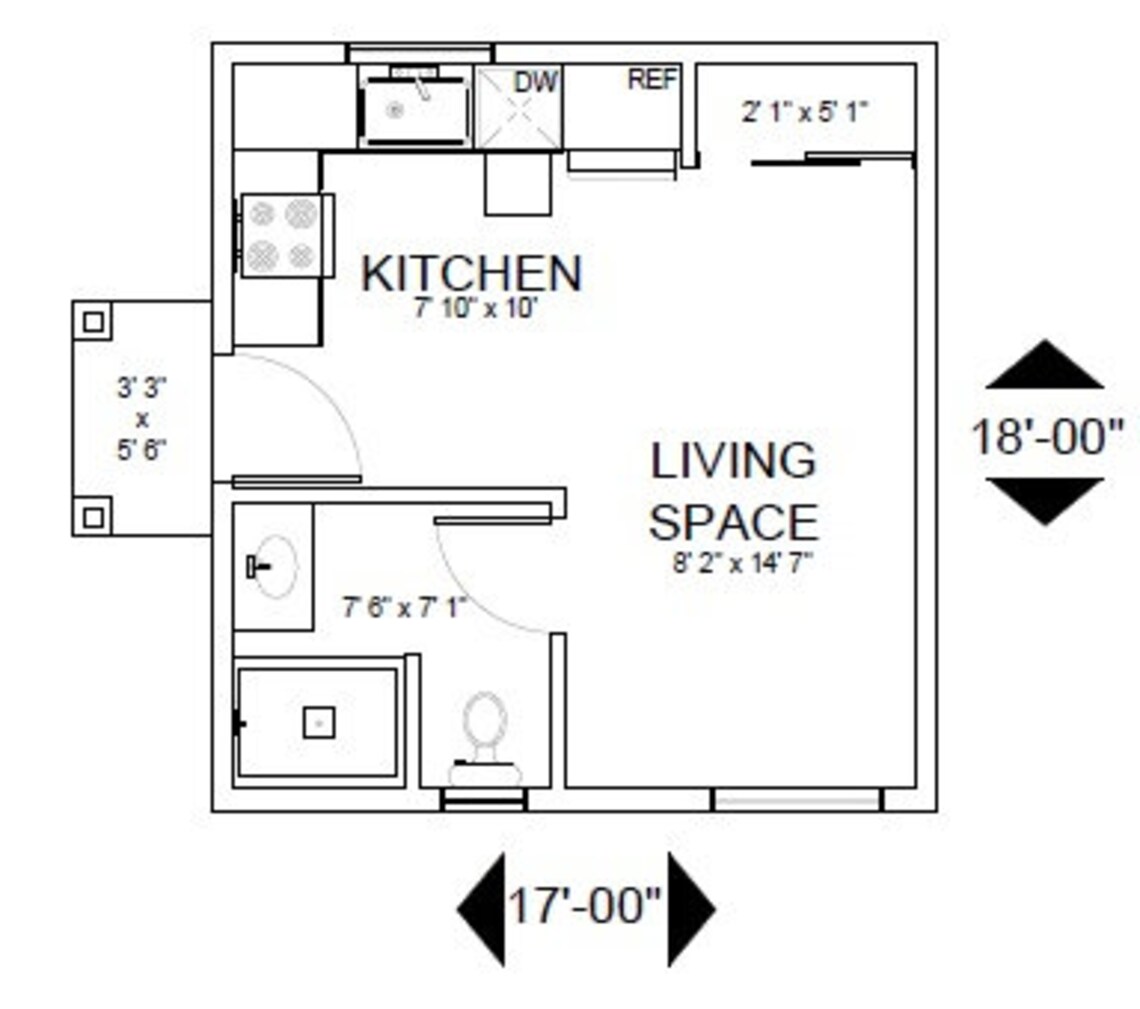 306 Square Foot | Studio House Construction Plans for Sale | PDF & CAD ...