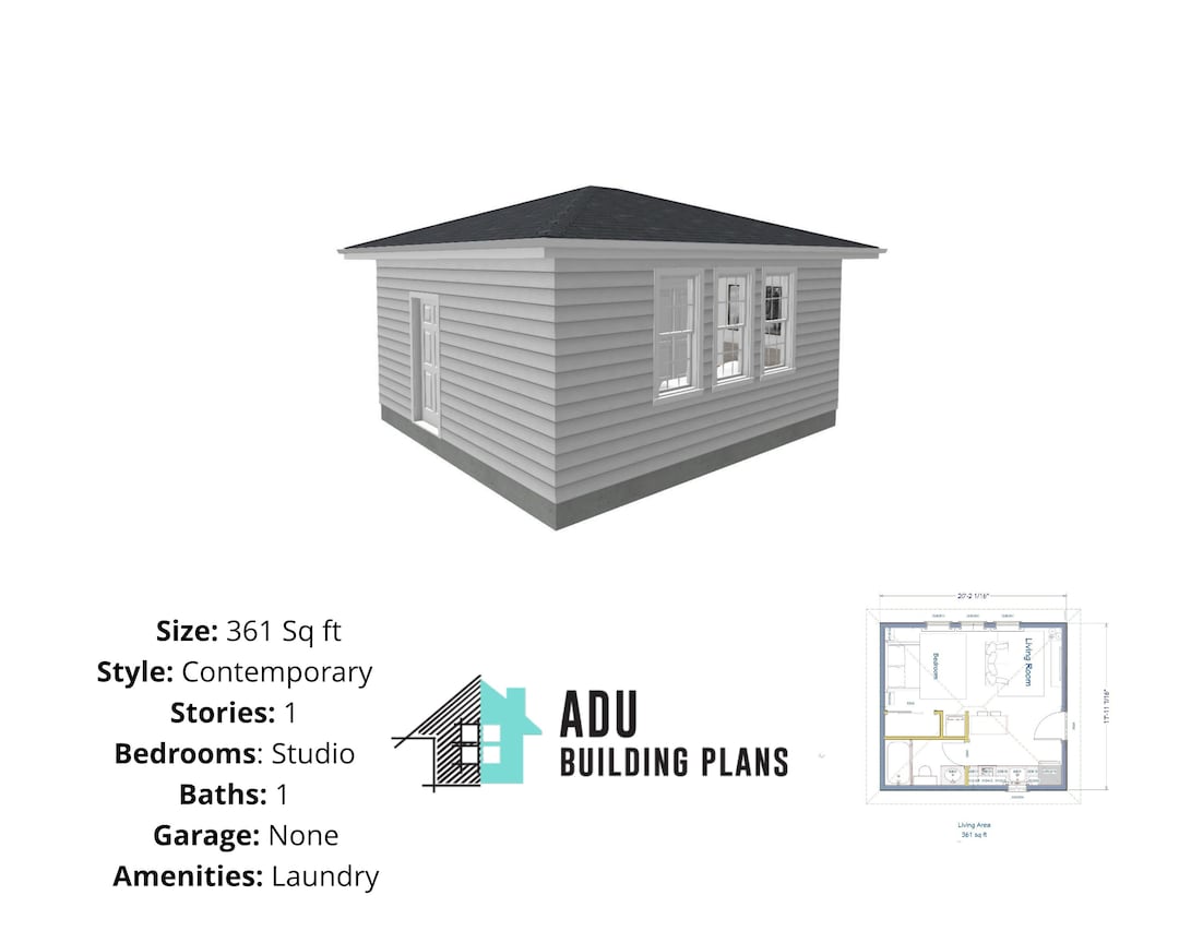 361 Square Foot | Studio House Design Plans for Sale | PDF & DWG Files ...