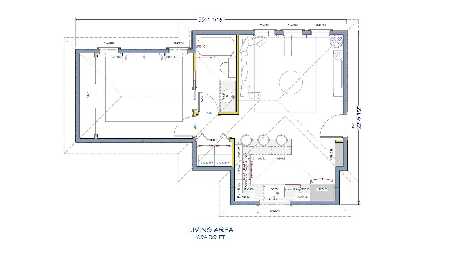 604 Square Foot | 1 Bed 1 Bath House Design Plans for Sale | PDF & DWG ...