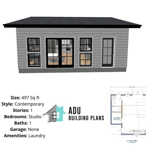 375 Square Foot Studio House Construction Plans for Sale - Etsy