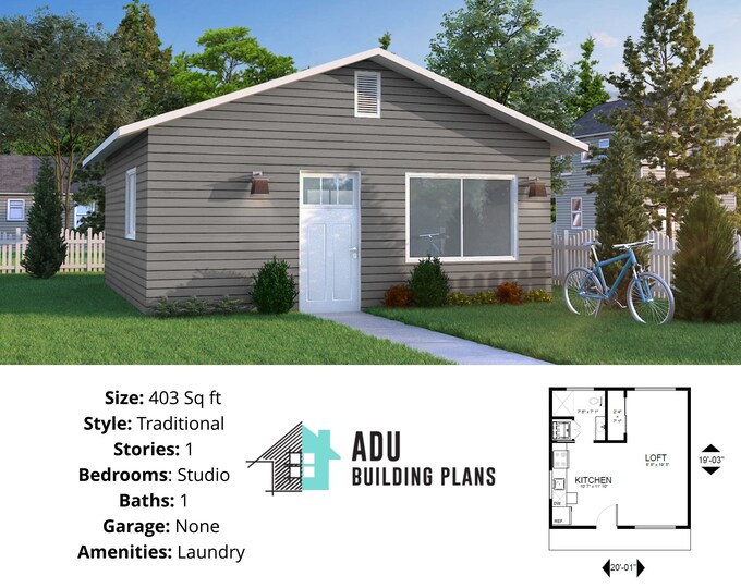 375 Square Foot | Studio House Construction Plans for Sale | PDF & CAD ...