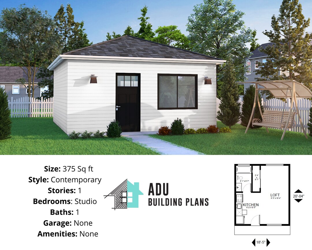 375 Square Foot | Studio House Construction Plans for Sale | PDF & CAD ...