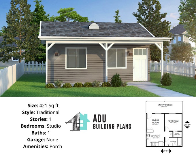 375 Square Foot | Studio House Construction Plans for Sale | PDF & CAD ...