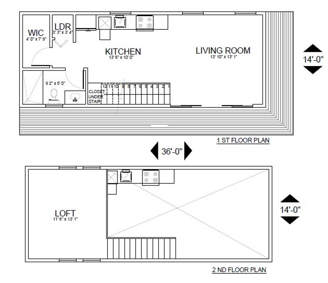 672 Square Foot | 1 Bed 1 Bath House Construction Plans for Sale | PDF ...
