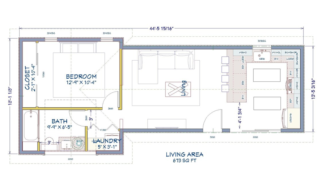 673 Square Foot | 1 Bed 1 Bath House Design Plans for Sale | PDF & DWG ...