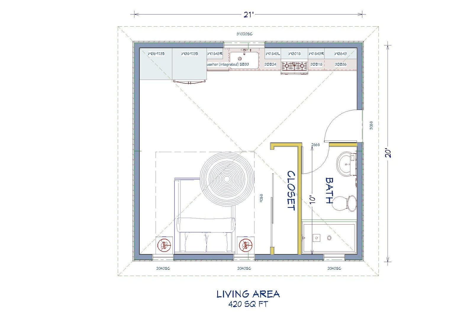 420 Square Foot Studio House Design Plans for Sale PDF & - Etsy