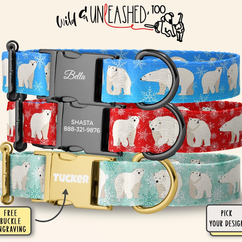 Polar Bears Dog Collar - Etsy