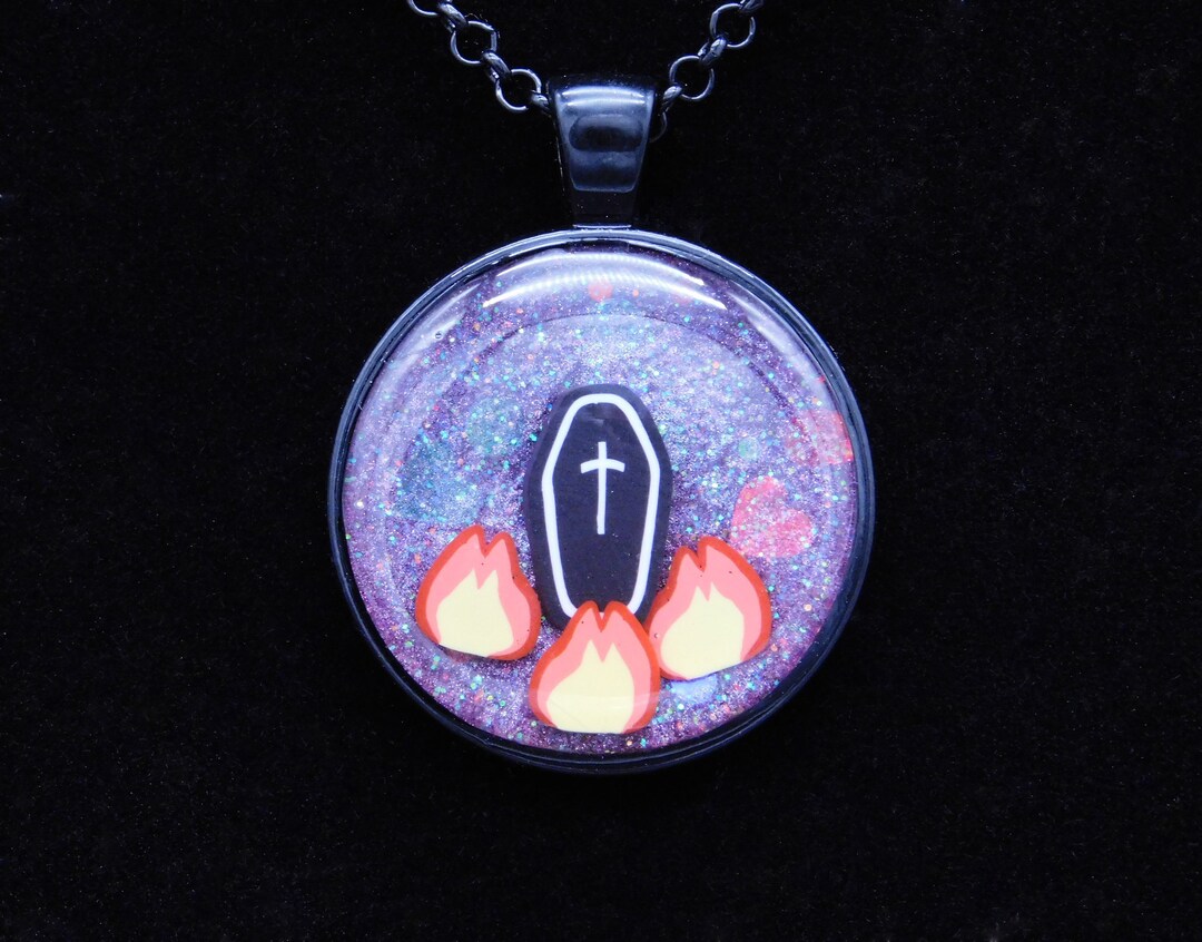 Kawaii Hellfire Pendant Coffin & Flames Witchy Gothic Spooky Jewelry ...