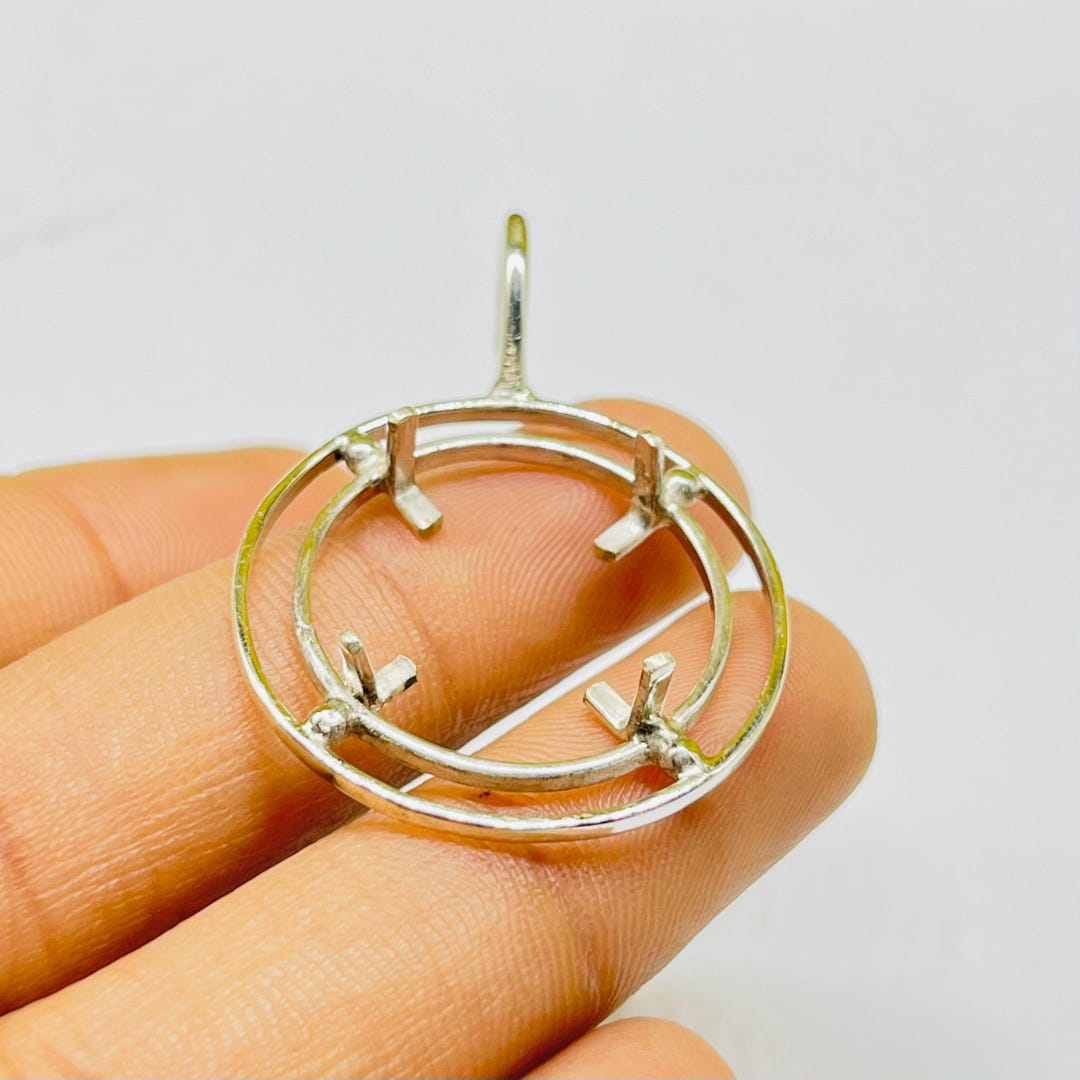 925 Sterling Silver Round Bezel Coin Connector Pendant - Etsy