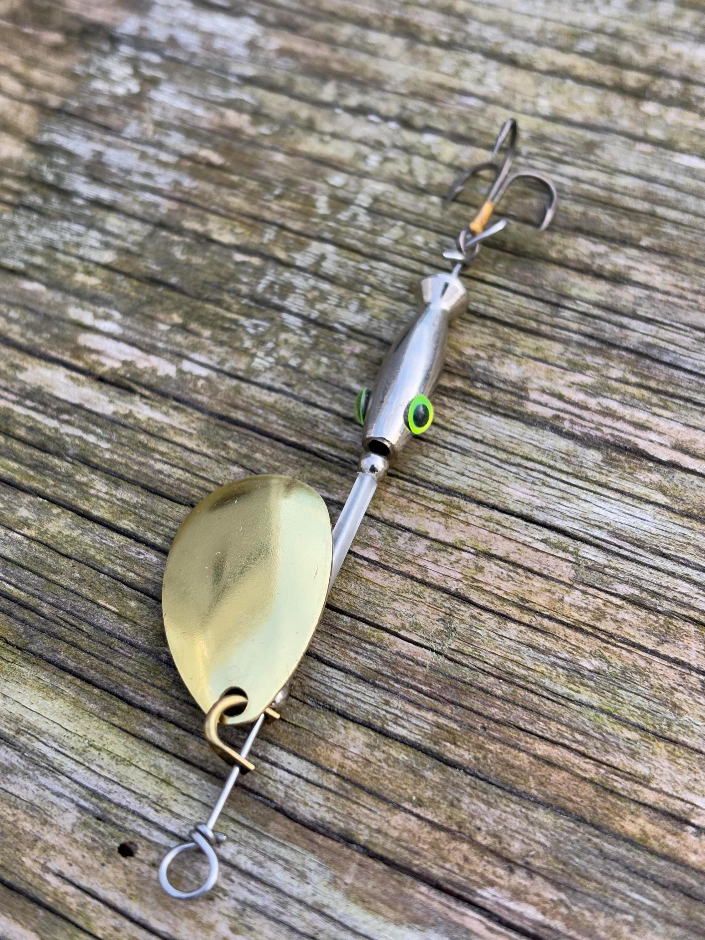 Dual Tone Long Minnow Inline Spinner (approx. 1/8 Oz, Two Blade Options ...