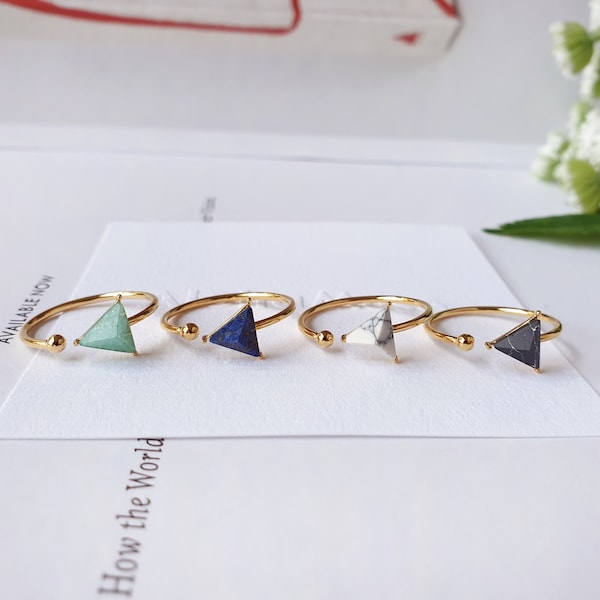 Triangle Gemstone Ring - Etsy
