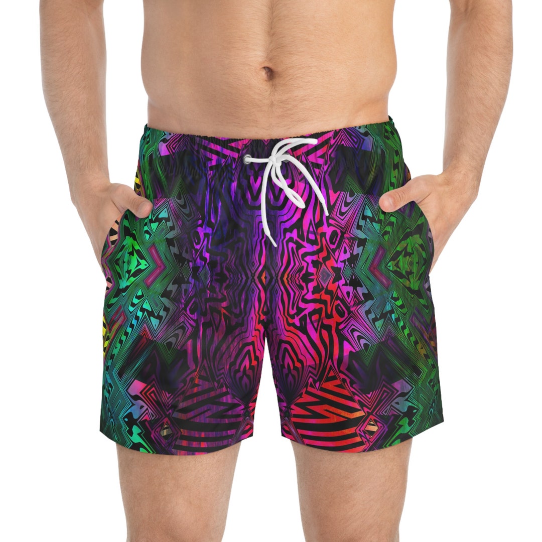 Futuristic Optic Art Space Rust Geometry Swim Trunks - Etsy