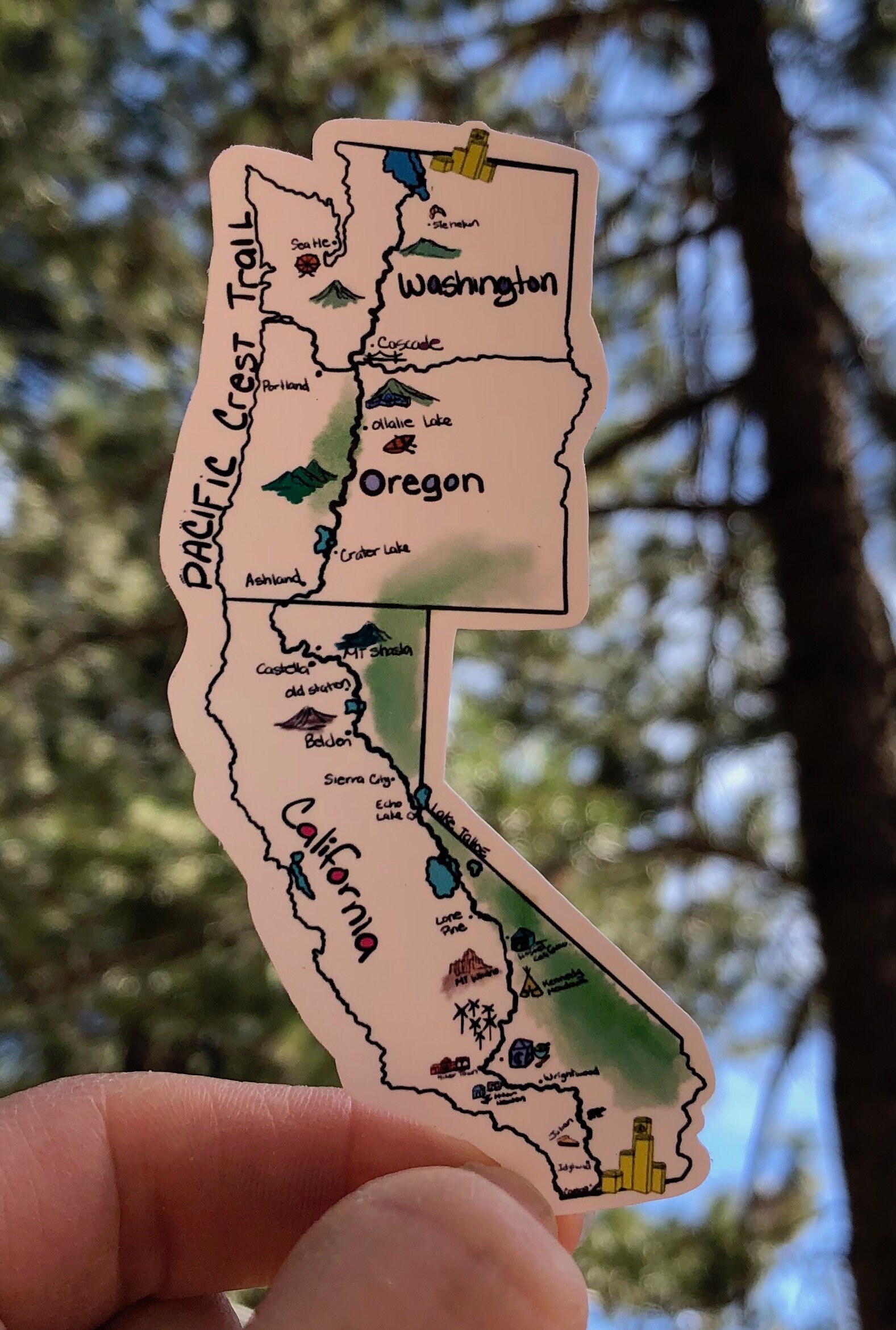 PCT MAP Sticker Pacific Crest Trail Sticker Thru Hiker - Etsy