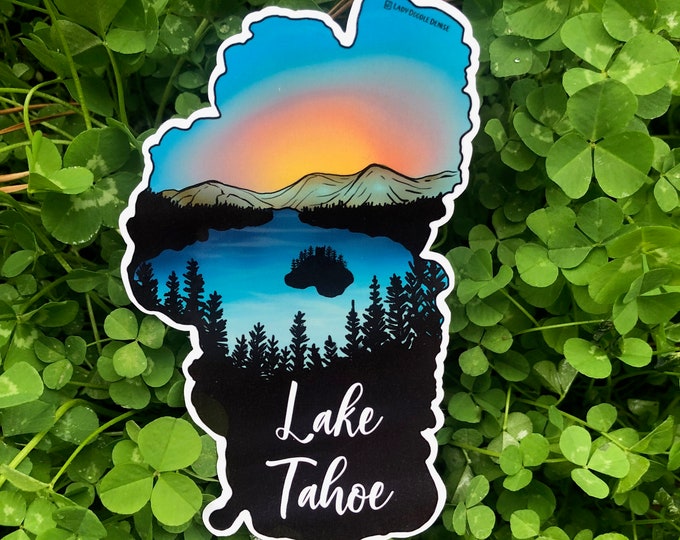 Lake Tahoe Sticker, Emerald Bay Sticker, Blue Sunset Mountain, Trees ...