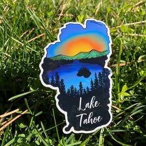 Lake Tahoe Sticker, Emerald Bay Sticker, Blue Sunset Mountain, Trees ...