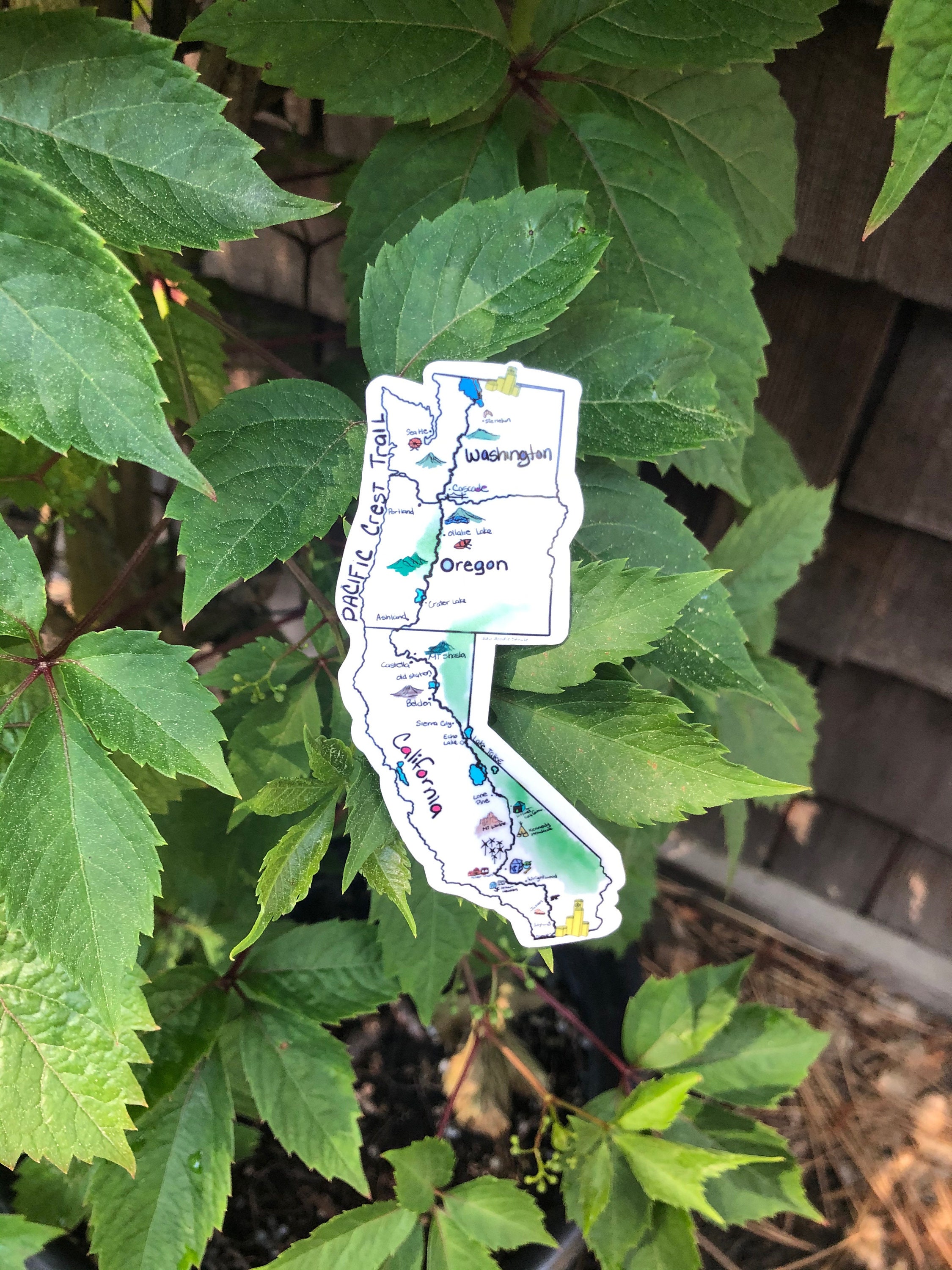 PCT MAP Sticker Pacific Crest Trail Sticker Thru Hiker - Etsy
