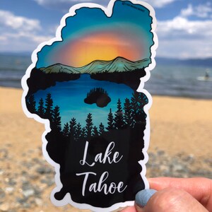 Lake Tahoe Sticker, Emerald Bay Sticker, Blue Sunset Mountain, Trees ...