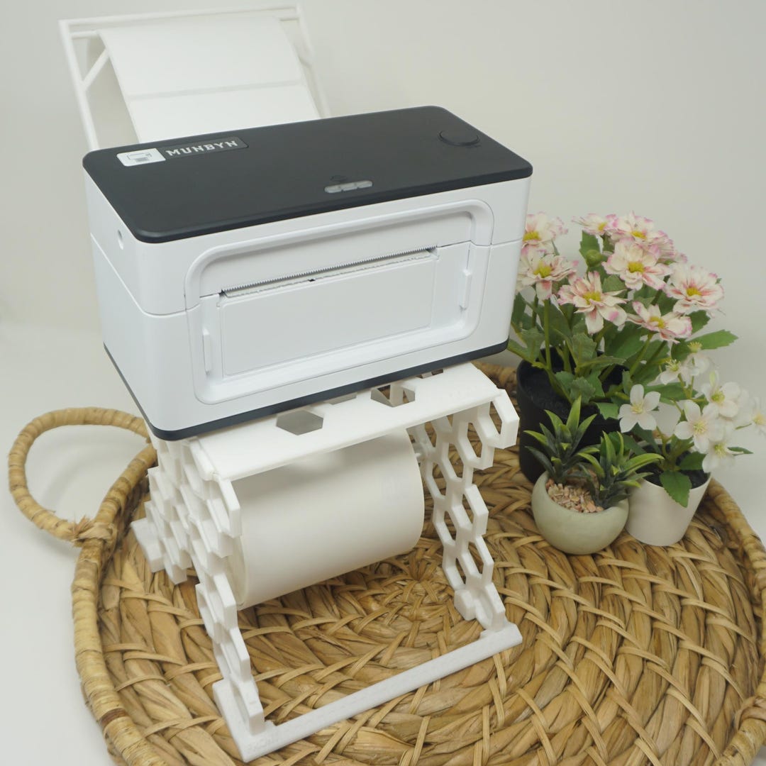 Label Holder, Thermal Label Printer Stand With Metal Bar, Home Office ...