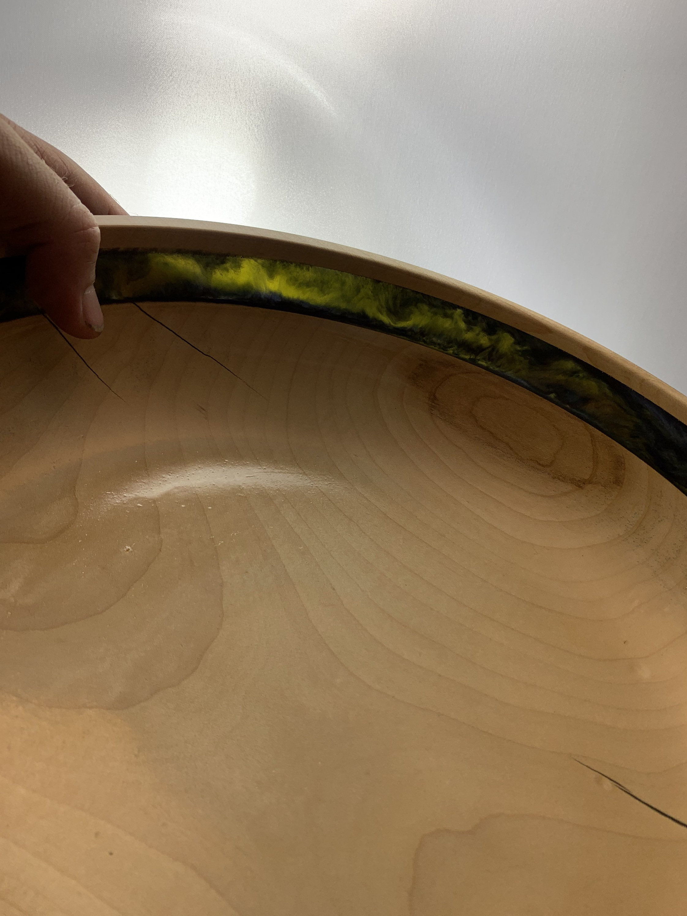 Carved and dyed wood bowl with epoxy rim | Etsy