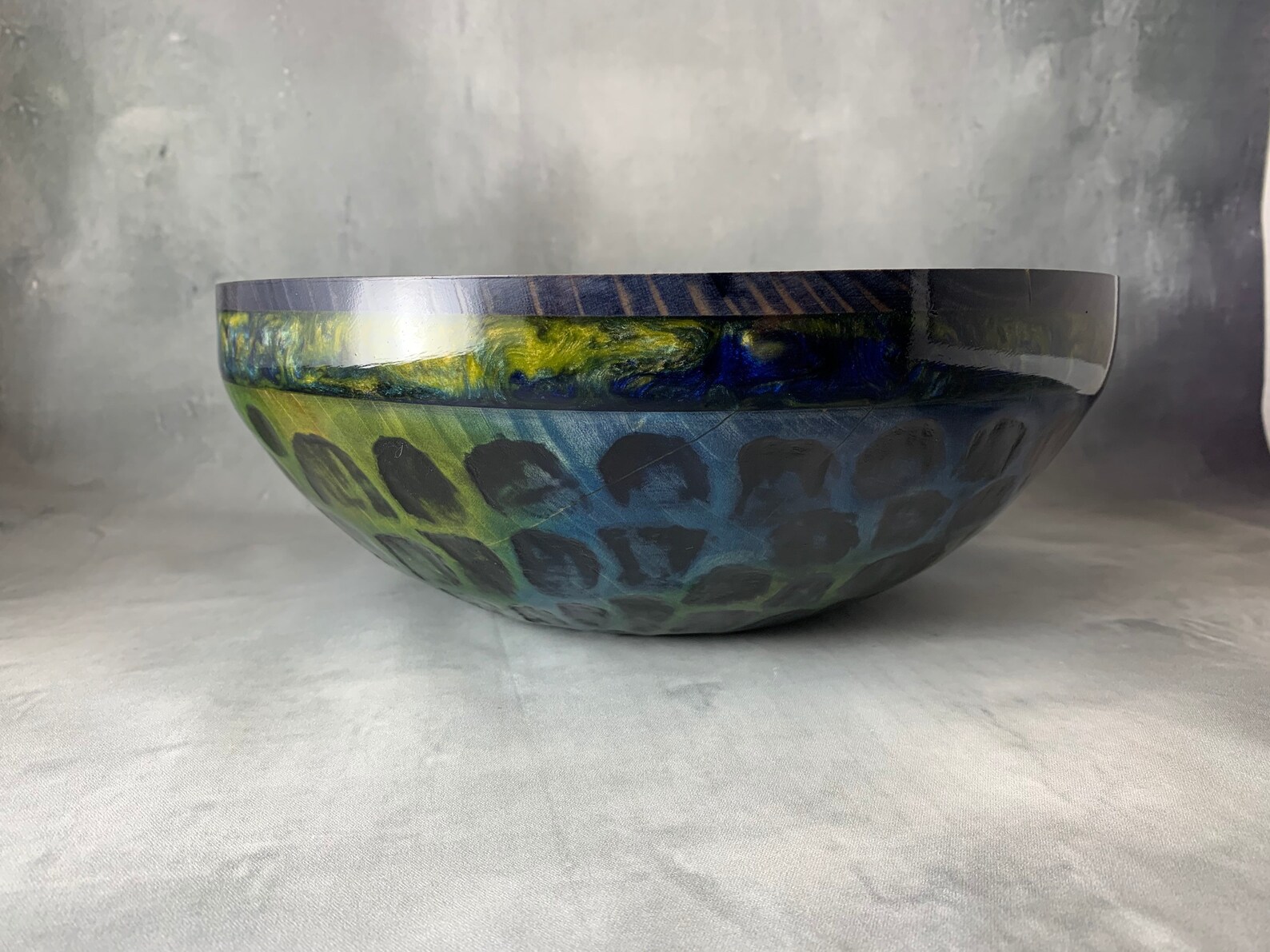 Carved and Dyed Wood Bowl With Epoxy Rim - Etsy