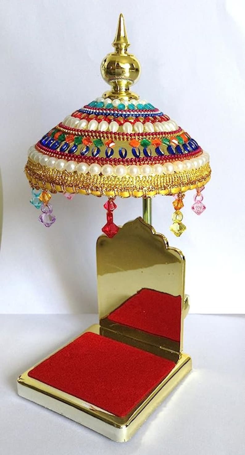 Microfiber Diamond Studded Gold Hindu Religious Umbrella Chattar for ...
