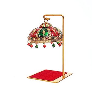 Metal Umbrella Chhatra With Hanging Crystals for God Idol, Car ...
