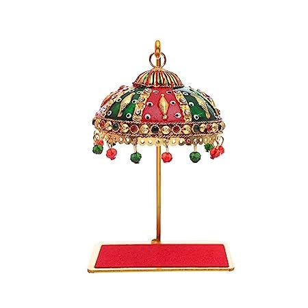 Metal Umbrella Chhatra With Hanging Crystals for God Idol, Car ...