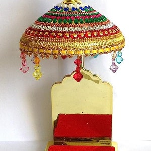 Microfiber Diamond Studded Gold Hindu Religious Umbrella Chattar for ...