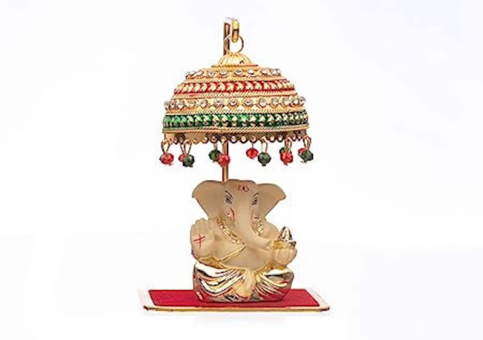 Metal Umbrella Chhatra With Hanging Crystals for God Idol, Car ...