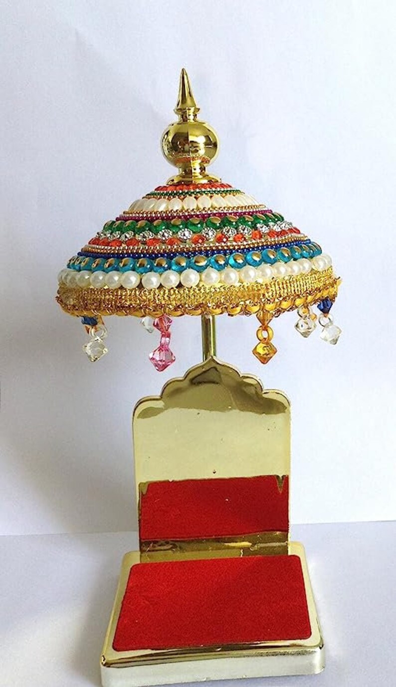 Microfiber Diamond Studded Gold Hindu Religious Umbrella Chattar for ...