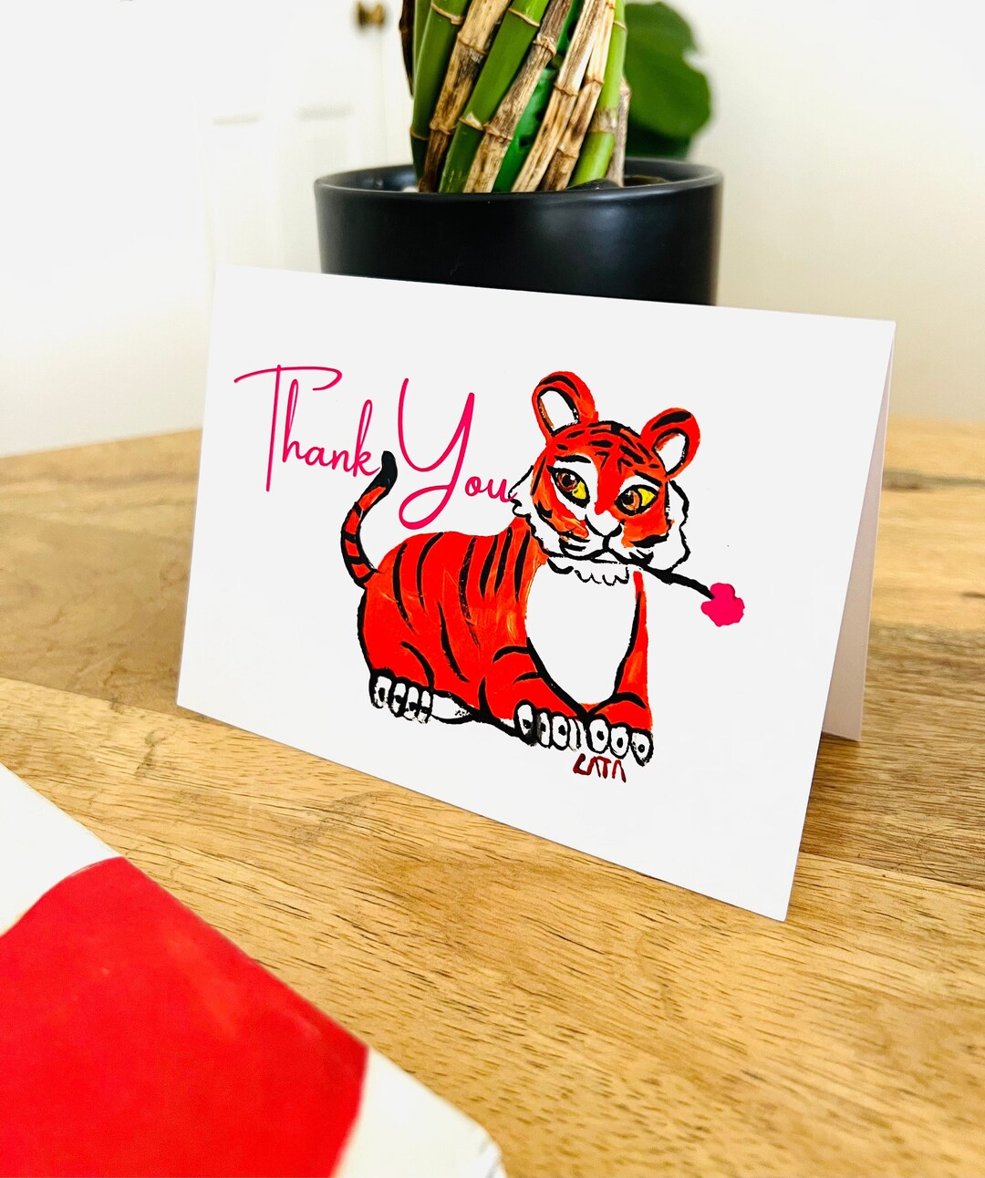 Original Art Thank You Cards, Tiger Thank You Card , 4 Pack, Animal ...