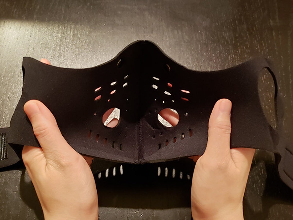 Solid Black Neoprene Mask W/ PM 2.5 Filter Reusable Easy | Etsy