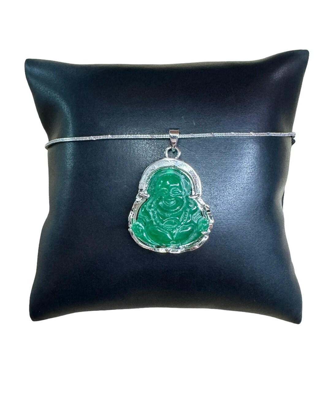 Green Jade Buddha Pendant, Silver Jade Buddha Necklace Men Women ...